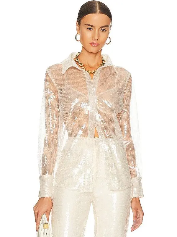 MORE TO COME Wyatt Button Down Top - Nude