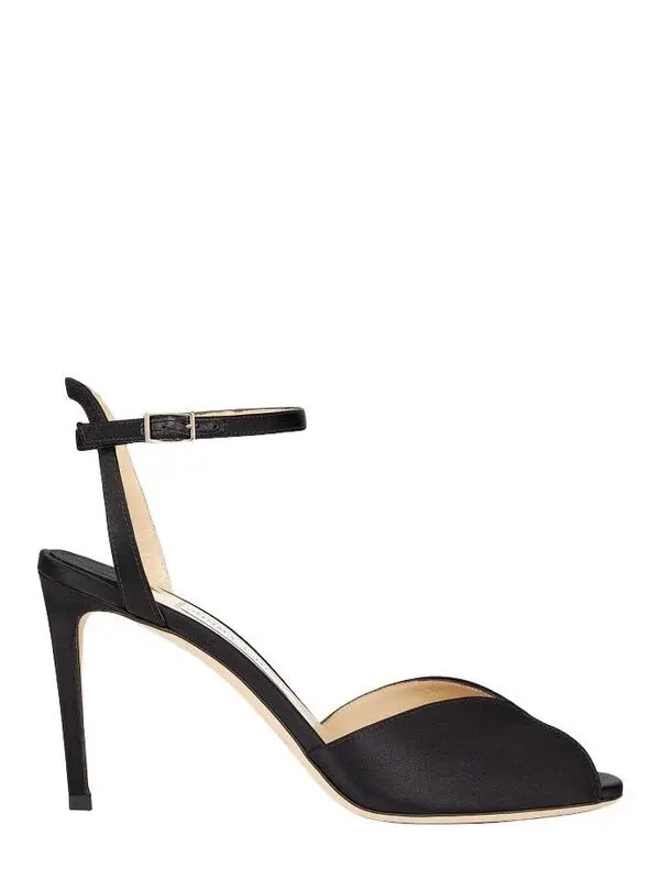 JIMMY CHOO Sacora 85mm Satin Sandals - Black