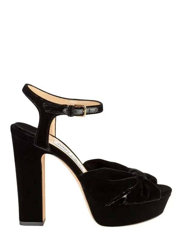 JIMMY CHOO Heloise 120mm Velvet Platform Sandals - Black