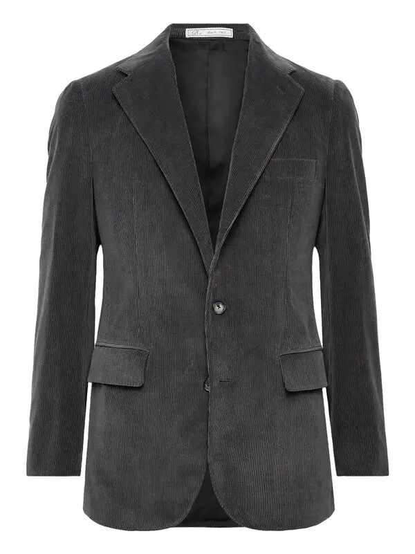 UMIT BENAN Cotton And Cashmere-blend Corduroy Suit Jacket - Gray