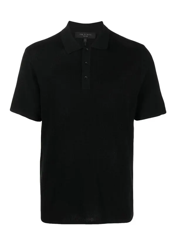 Rag & Bone Short-sleeve Knitted Polo Shirt - Black