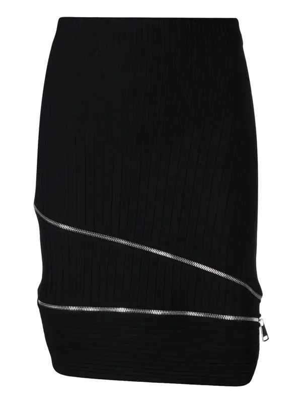 ANDREĀDAMO Zip-detail Knitted Skirt - Black