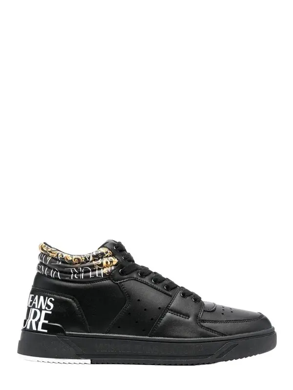 Versace Logo-print Hi-top Sneakers - Black