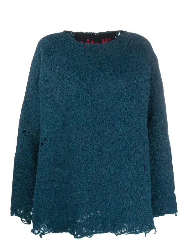 VITELLI Distressed-effect Knit Jumper - Blue