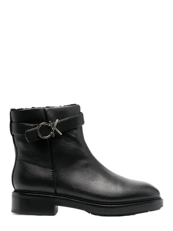 Calvin Klein Buckle Ankle Boots - Black