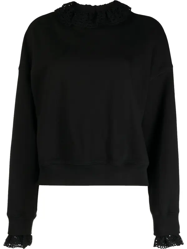 Goen.j Crochet Collar Sweatshirt - Black