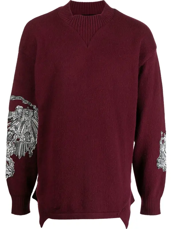 SONGZIO Embroidered Crew-neck Jumper - Purple