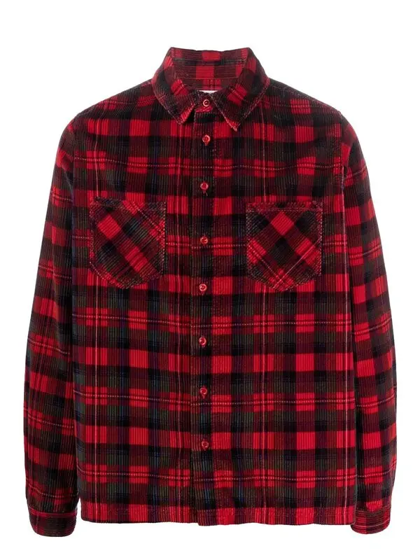 ERL Long-sleeve Corduroy Checked Shirt - Red