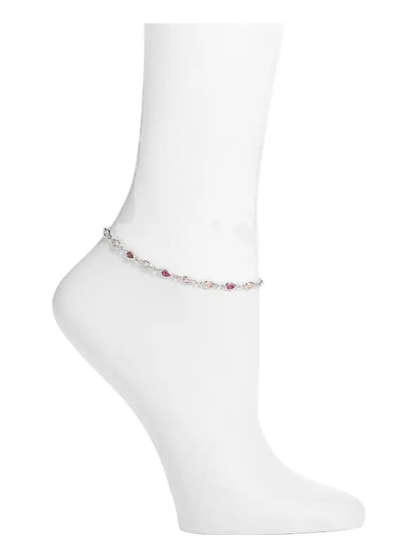 VIDAKUSH Crystal Station Anklet - Silver