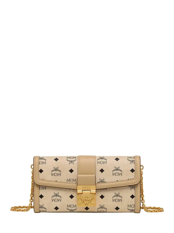 Mcm Tracy Chain Wallet - Beige + Black