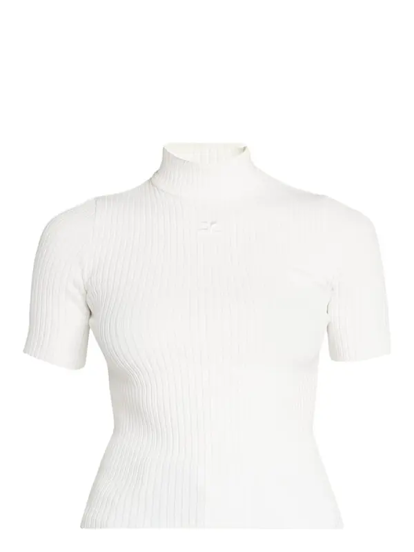COURREGES Mock-neck Rib Pullover - Heritage White