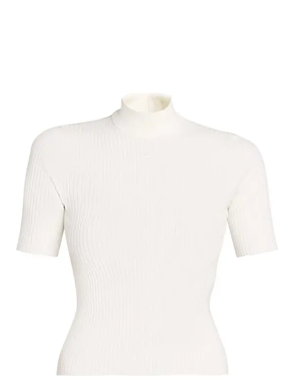 COURREGES Mock-neck Rib Pullover - Ltblue
