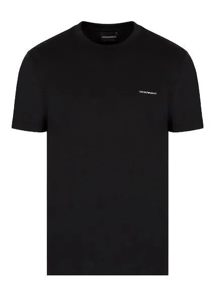 Emporio Armani Asv Lyocell Blend Jersey T-shirt With Micro Logo Lettering - Green