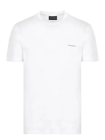 Emporio Armani Asv Lyocell Blend Jersey T-shirt With Micro Logo Lettering - White