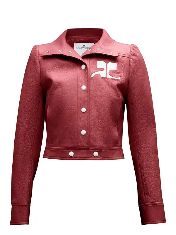 COURREGES Textured Vinyl Cropped Jacket - Red