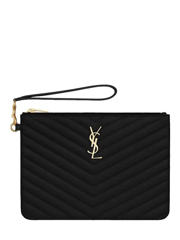 Saint Laurent Cassandre Matelassé Pouch - Black