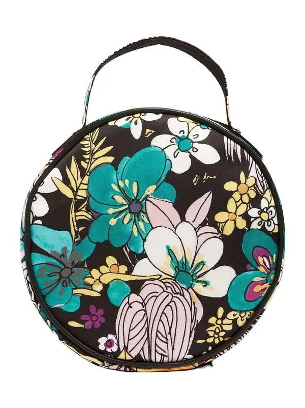 La DoubleJ Floral Print Round Clutch - Black