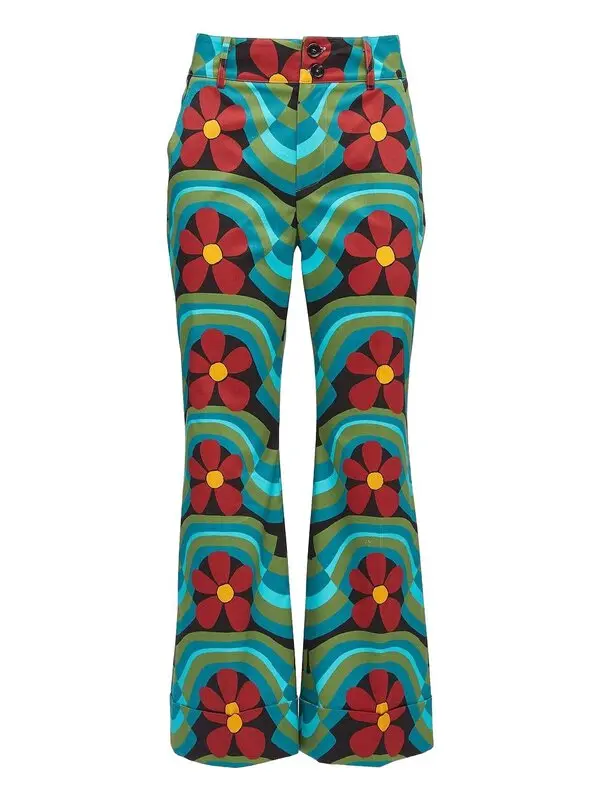 La DoubleJ Hendrix Floral-print Flared Trousers - Blue