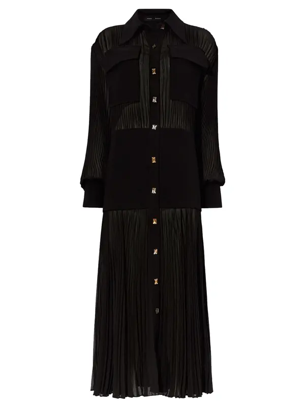 Proenza Schouler Plissé-effect Shirt Dress - Black