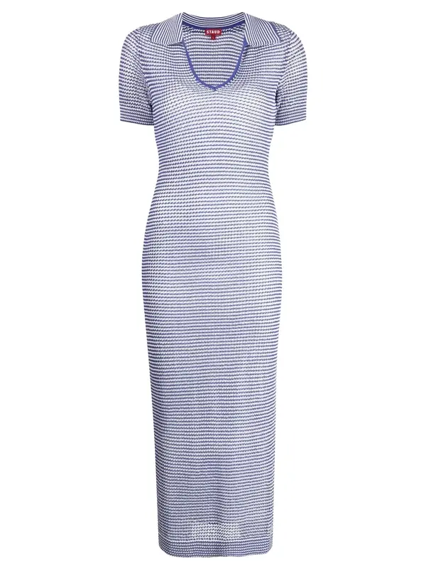 Staud Oceane Lined Mesh Midi Dress - Blue