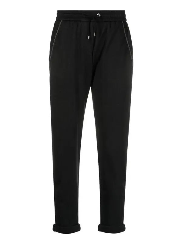 Brunello Cucinelli Monili-embellished Cropped Track Pants - Black