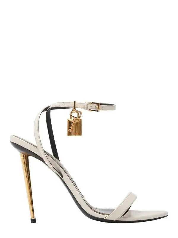 TOM FORD Padlock 105mm Leather Point-toe Ankle-strap Sandals - Chalk