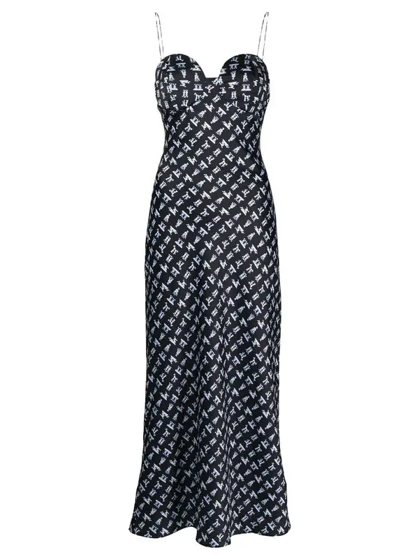 Natasha Zinko Yoga Bunny-print Slip Dress - Black