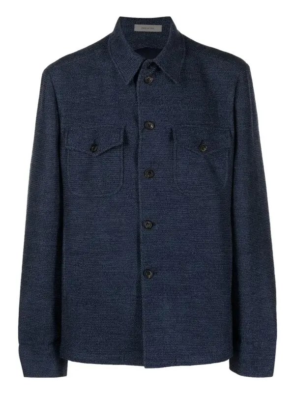 Corneliani Jersey-knit Long-sleeve Shirt - Blue