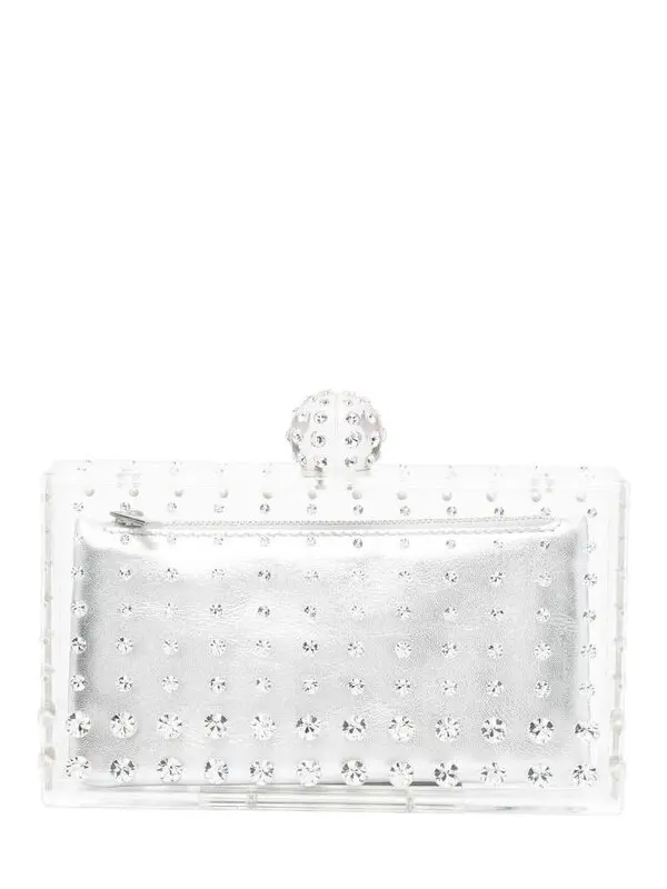 AQUAZZURA Tequila Rhinestone-embellished Clutch - Neutrals