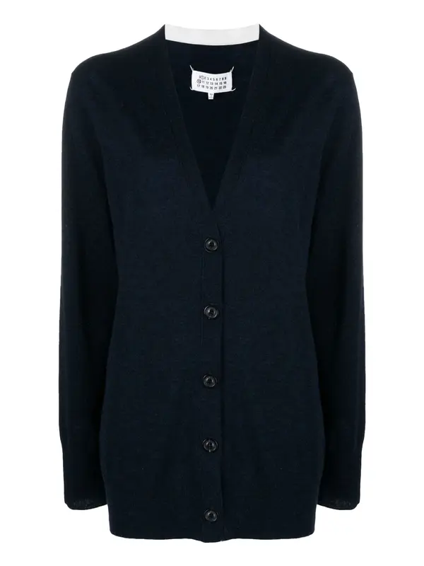 MAISON MARGIELA V-neck Wool-blend Cardigan - Blue