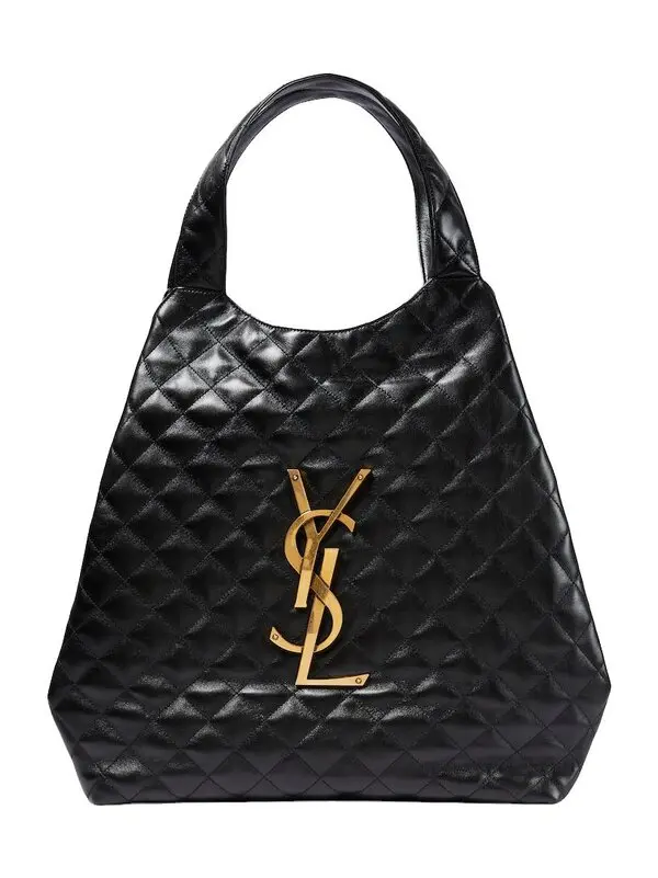 Saint Laurent Icare Maxi Quilted Leather Shopper - Black