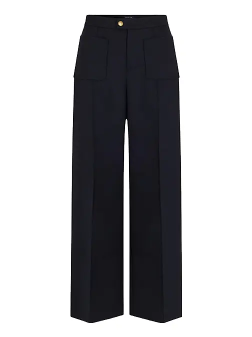 Soeur Harry Wide-leg High-rise Trousers - Navy