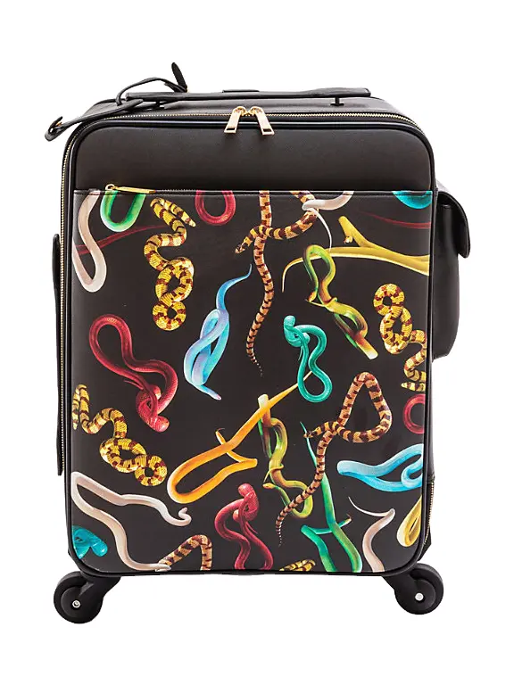 SELETTI Snakes Faux-leather Suitcase - Black/yellow/blue