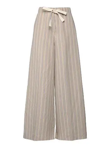 SEMICOUTURE Striped Wide Leg Pants - Beige