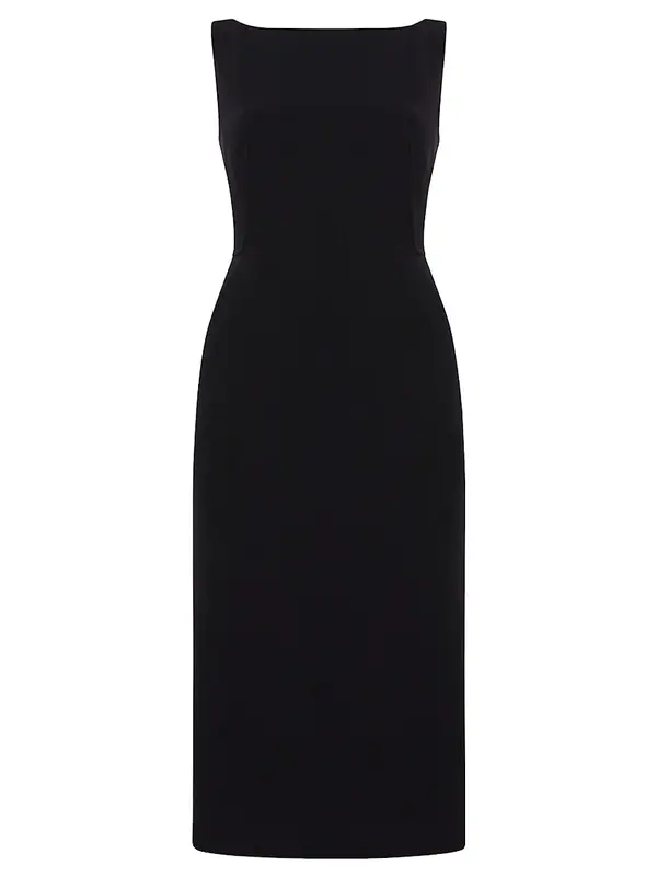 Another Tomorrow Doppio Fitted Midi Dress - Black