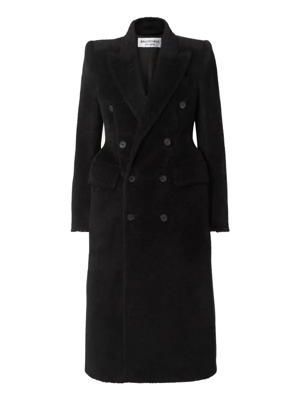 Balenciaga Hourglass Double-breasted Wool-blend Twill Coat - Black