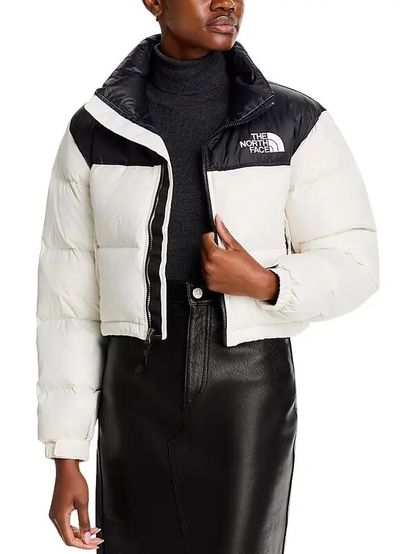 The North Face Nuptse Cropped Jacket - White Dune/tnf Black