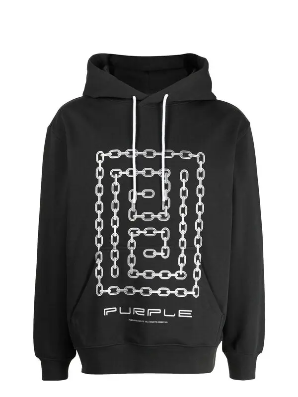 PURPLE BRAND French Chain-link Print Hoodie - Black