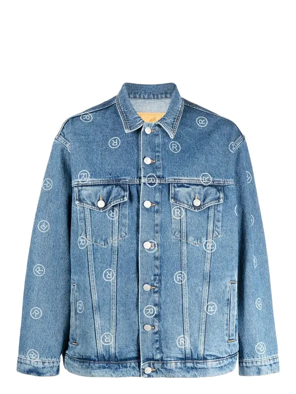 Martine Rose Motif-print Denim Jacket - Blue