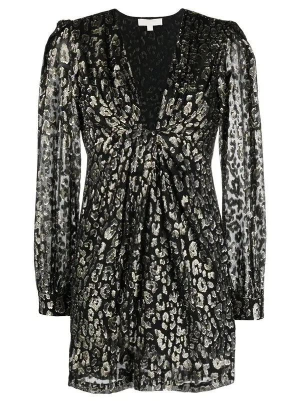 Michael Kors Leopard Jacquard Mini Dress - Black