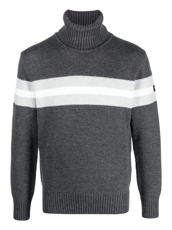 Paul & Shark Striped Roll-neck Jumper - Grey