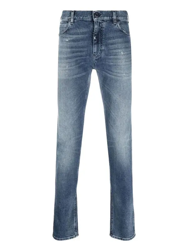 Emporio Armani Slim-cut Stonewashed Jeans - Blue