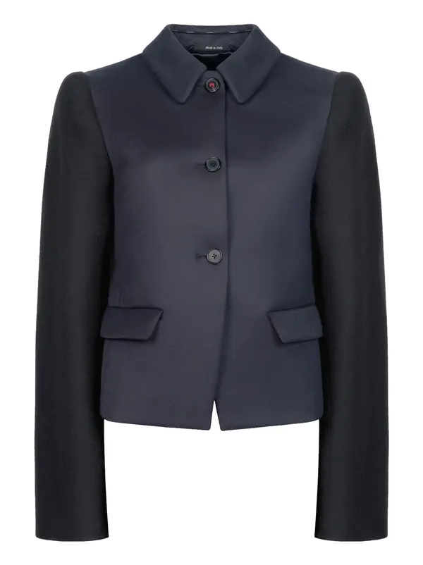 MAISON MARGIELA Spliced Double-breasted Wool Blazer - Blue