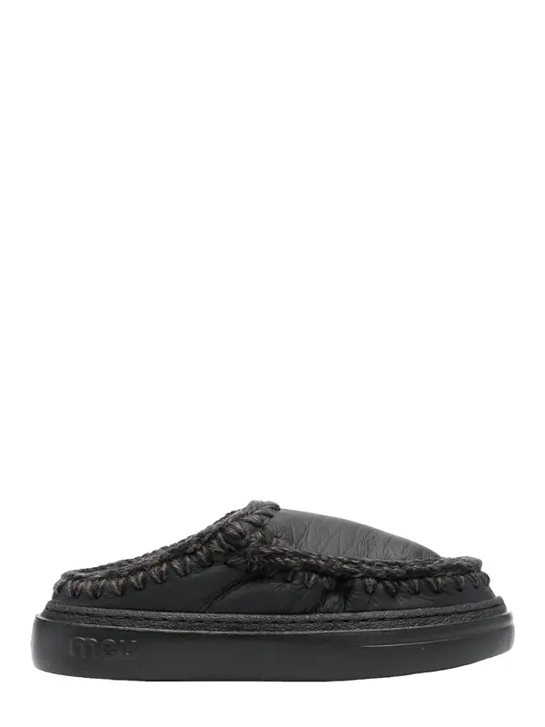 Mou Eskimo Leather Slippers - Black