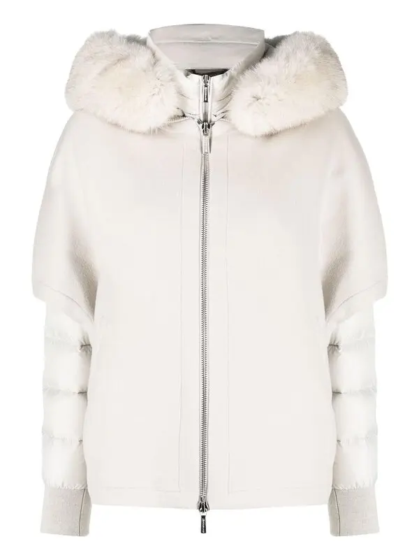 MOORER Hooded Layered Jacket - Neutrals
