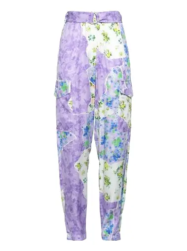 MSGM Floral Print Tapered Pants - Purple