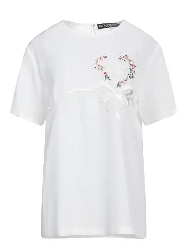 Dolce & Gabbana Silk Viscose Top With Appliqu - White