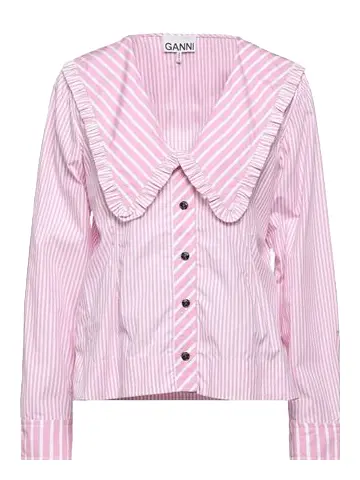 GANNI Organic Cotton Ruched Shirt - Pink