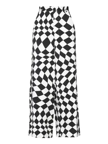 MAISON MARGIELA Checked Wide Leg Pants - White