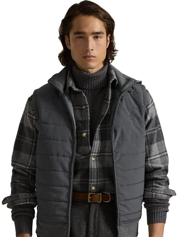 Ralph Lauren Hooded Hybrid Vest - Fortress Grey Heather